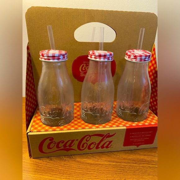 Coca Cola | Kitchen | Coca Cola Coke 6 Piece Glass Milk Bottle Set 25 ...